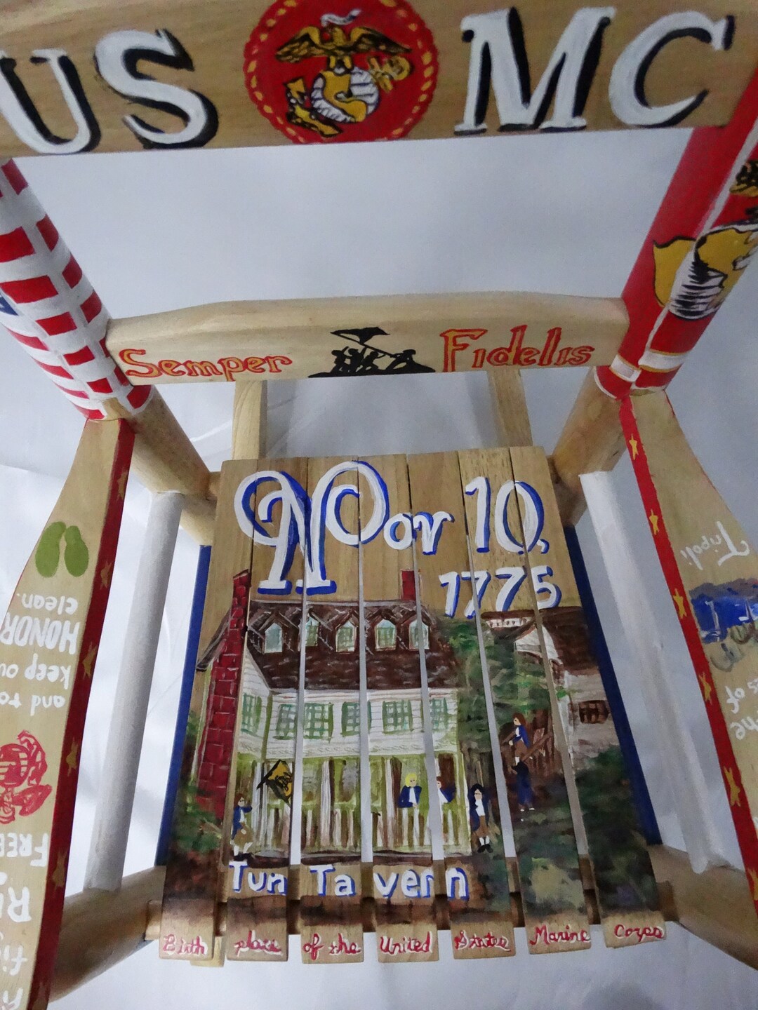 Custom Hand-painted Rocker, USMC Theme - Etsy