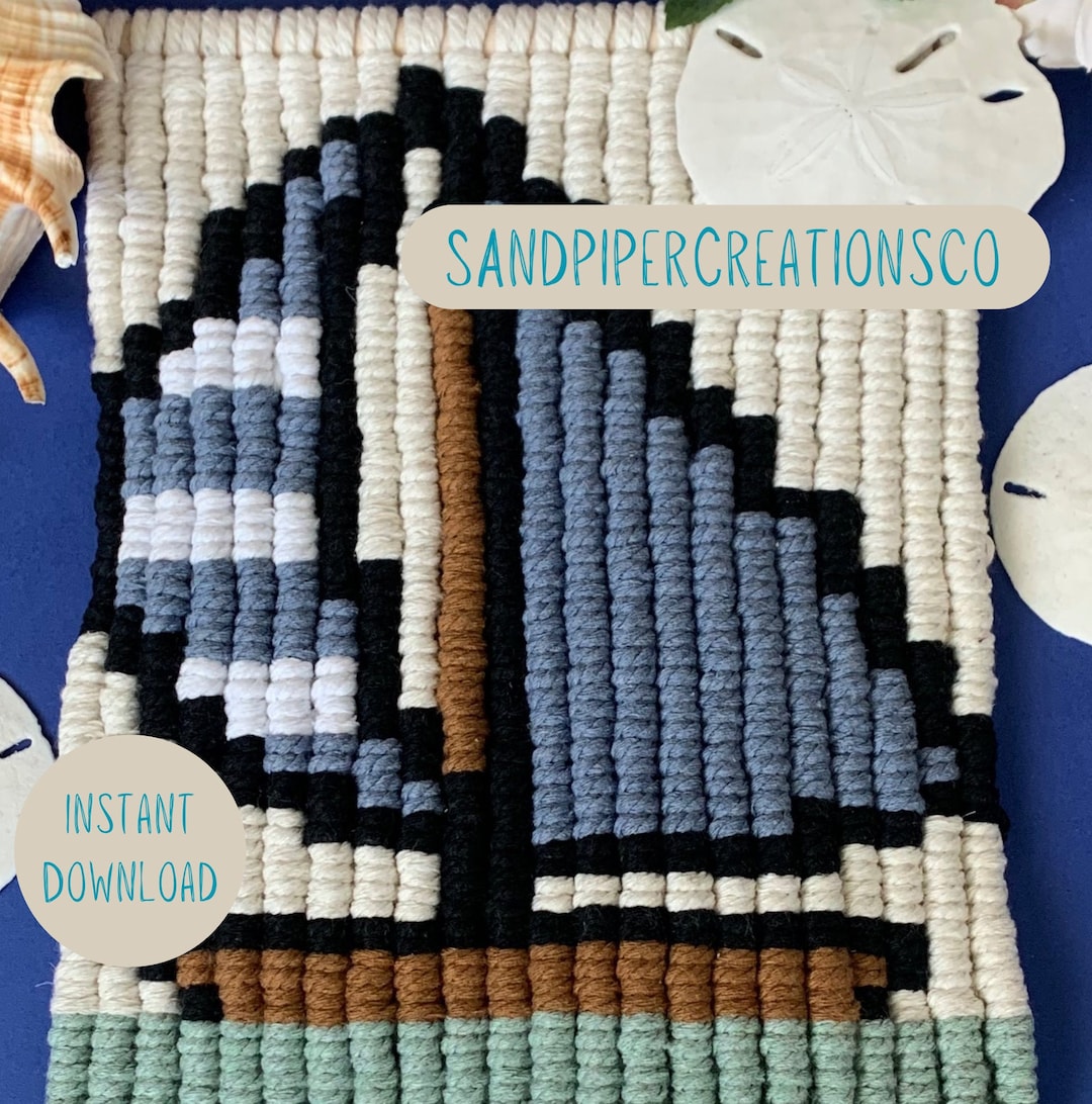 Sail Boat Pixel Macrame Tapestry Wall Hanging Pattern - Etsy