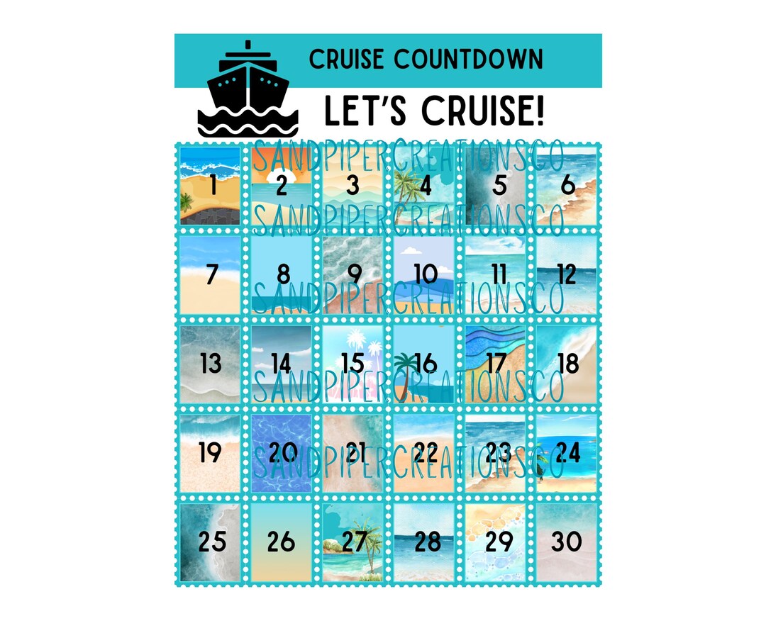 Cruise Vacation Countdown, Cruise Countdown Calendar, Printable Cruise ...
