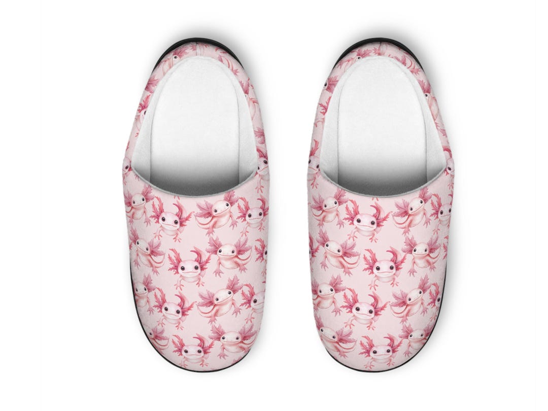 Cute Axolotl Women's Indoor Slippers, Axolotl Slippers With Rubber ...