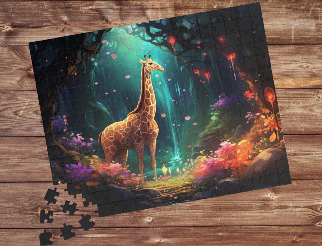 Enchanted Giraffe Puzzle/colorful Giraffe Jigsaw Puzzle/family Puzzle ...