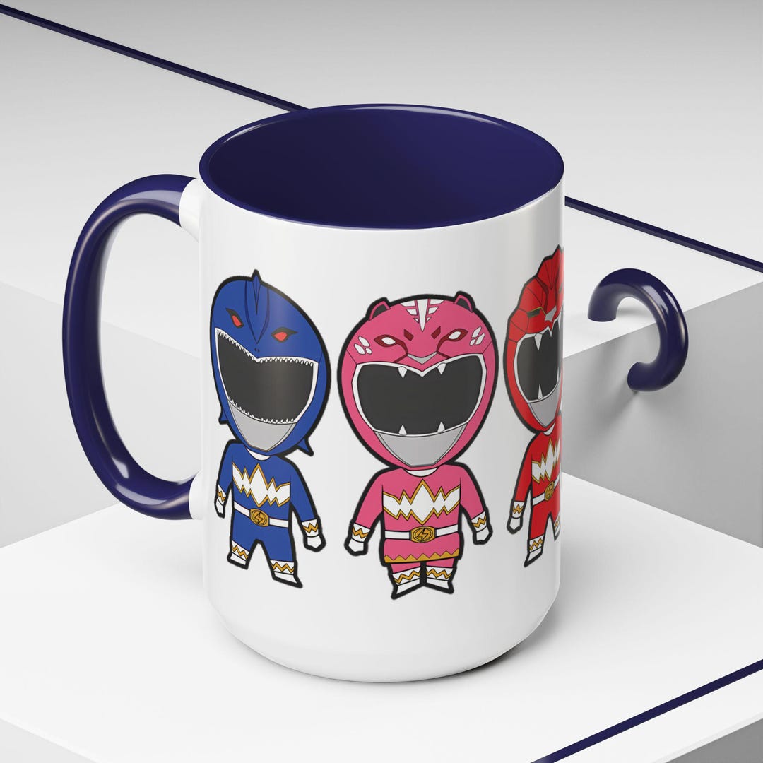 Power Rangers Small Characters Nostalgia Accent Mug, Vintage Cartoon ...