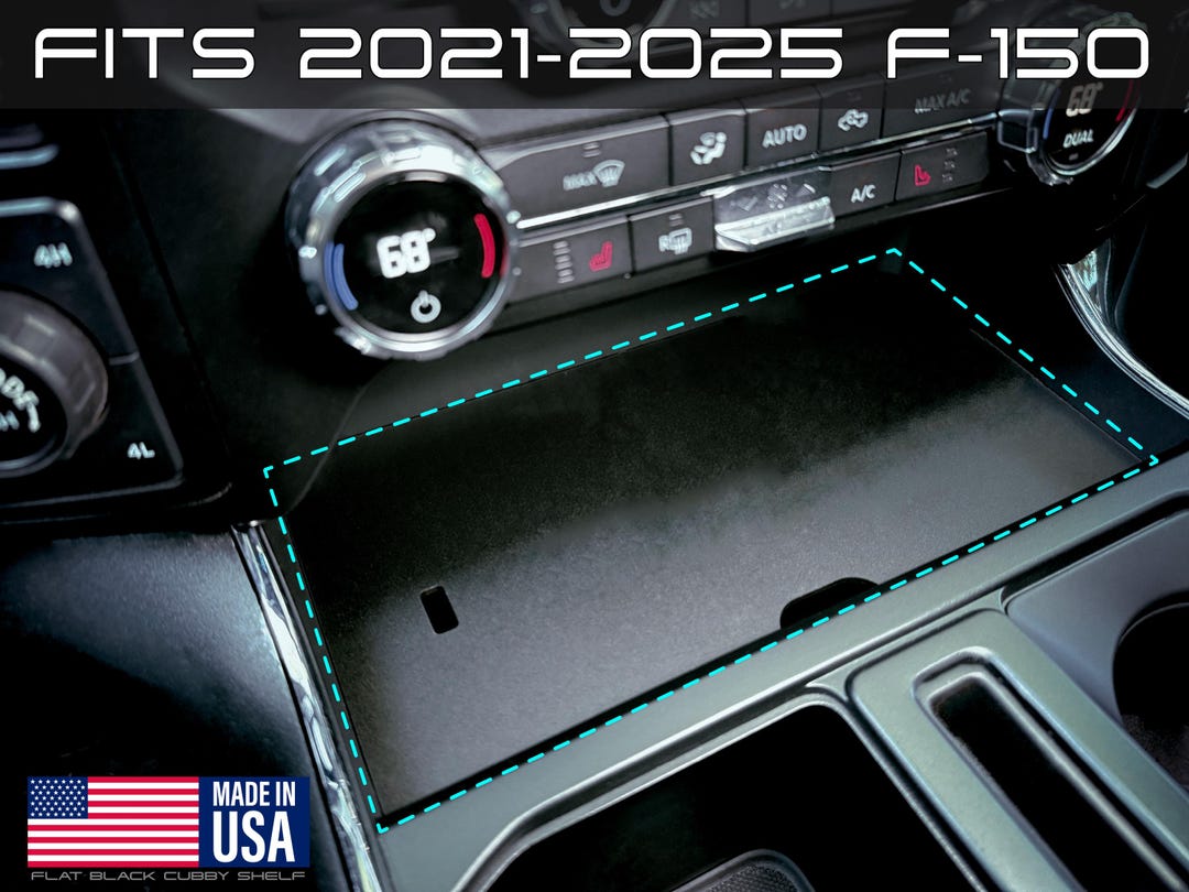 Flat Black F150 Cubby Shelf for 14th Gen Ford Trucks Console Organizer ...