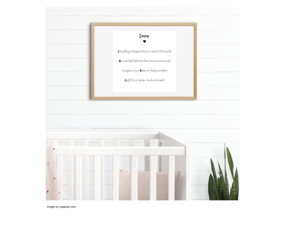 Personalized Name Poem WRITTEN FOR YOU Nursery Baby Shower Gift Digital ...