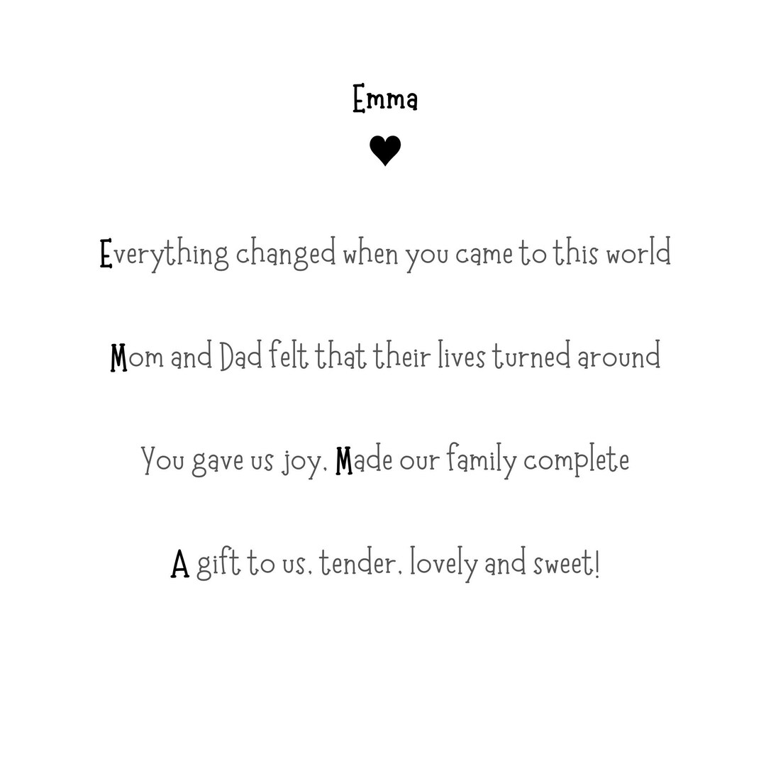 Personalized Name Poem EMMA Nursery Baby Shower Gift Digital Download ...