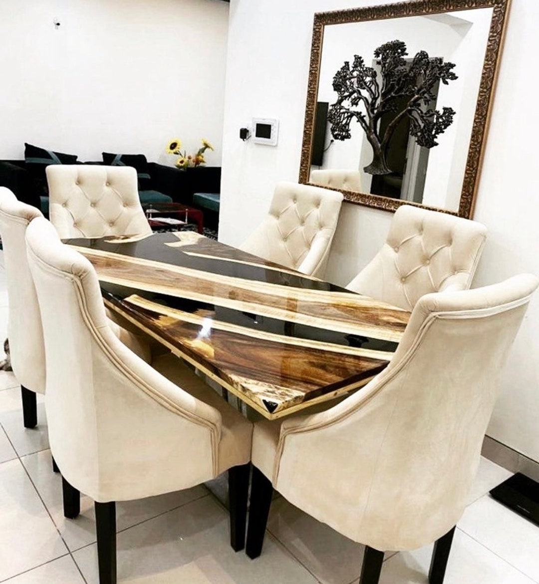 Epoxy Resin Walnut Dining Table, Epoxy Resin Coffee Table, River Resin ...