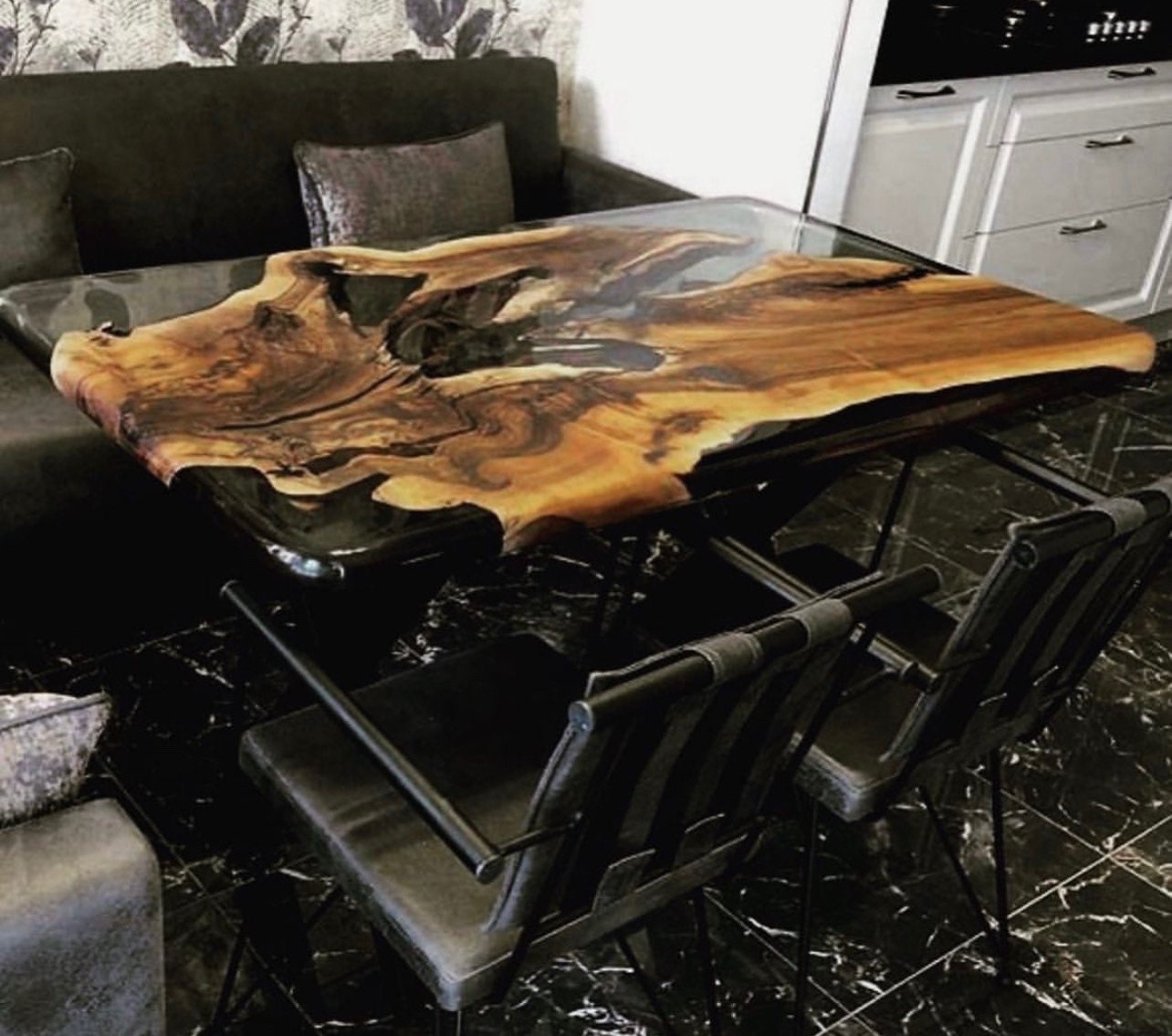 Clear Epoxy Resin Walnut Dining Table, Epoxy Resin Coffee Table, River Resin Table, Live Edge ...