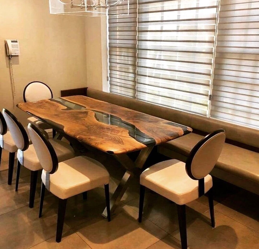 Epoxy Resin Walnut Dining Table, Epoxy Resin Coffee Table, River Resin ...