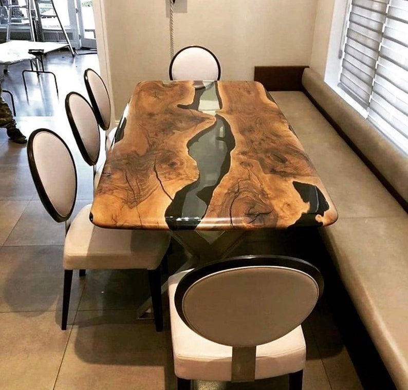 Epoxy Resin Walnut Dining Table, Epoxy Resin Coffee Table, River Resin ...