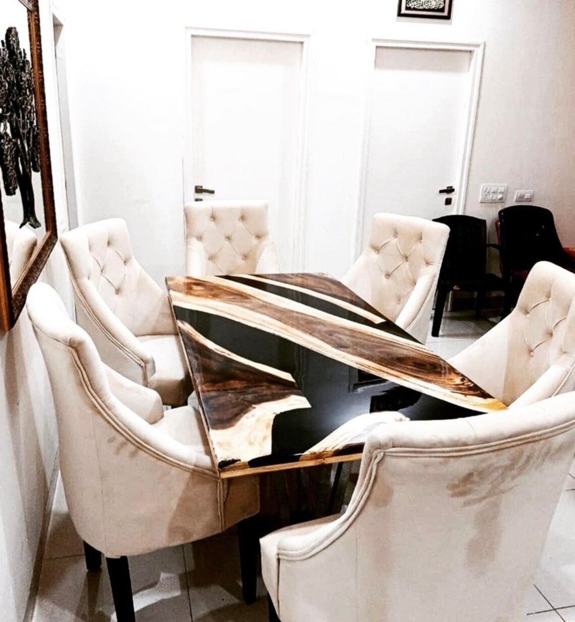 Epoxy Resin Walnut Dining Table, Epoxy Resin Coffee Table, River Resin ...