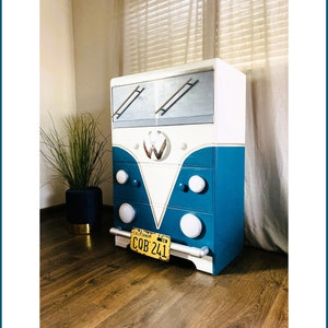 Hand Painted Vintage Dresser- Restored Vintage Dresser, Hippie Bus ...
