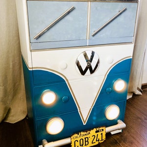 Hand Painted Vintage Dresser- Restored Vintage Dresser, Hippie Bus ...
