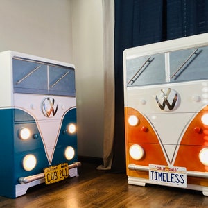 Hand Painted Vintage Dresser- Restored Vintage Dresser, Hippie Bus ...