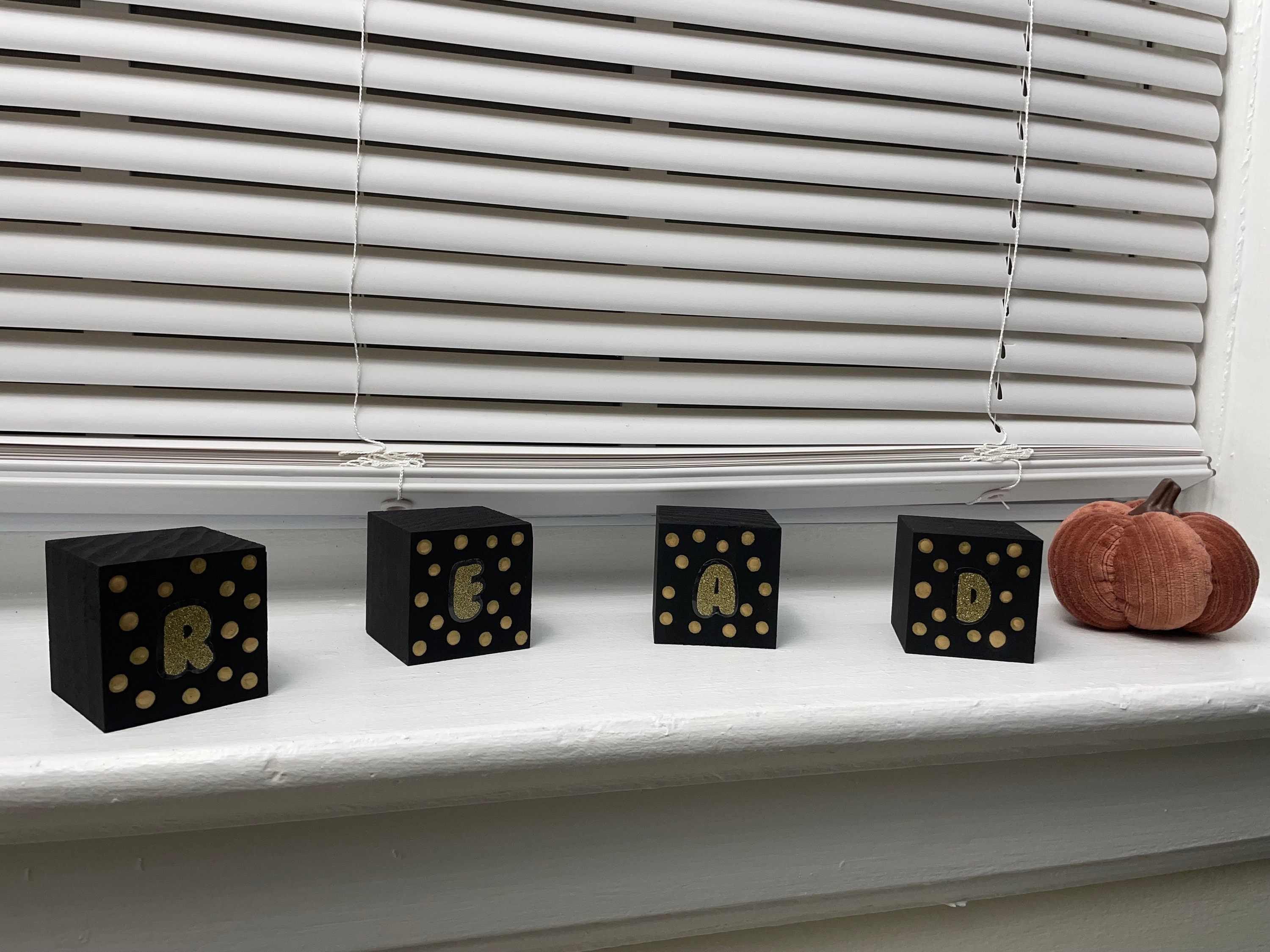 Custom READ Letter Blocks | Wood Block Shelf Sign | Bookshelf Sign ...