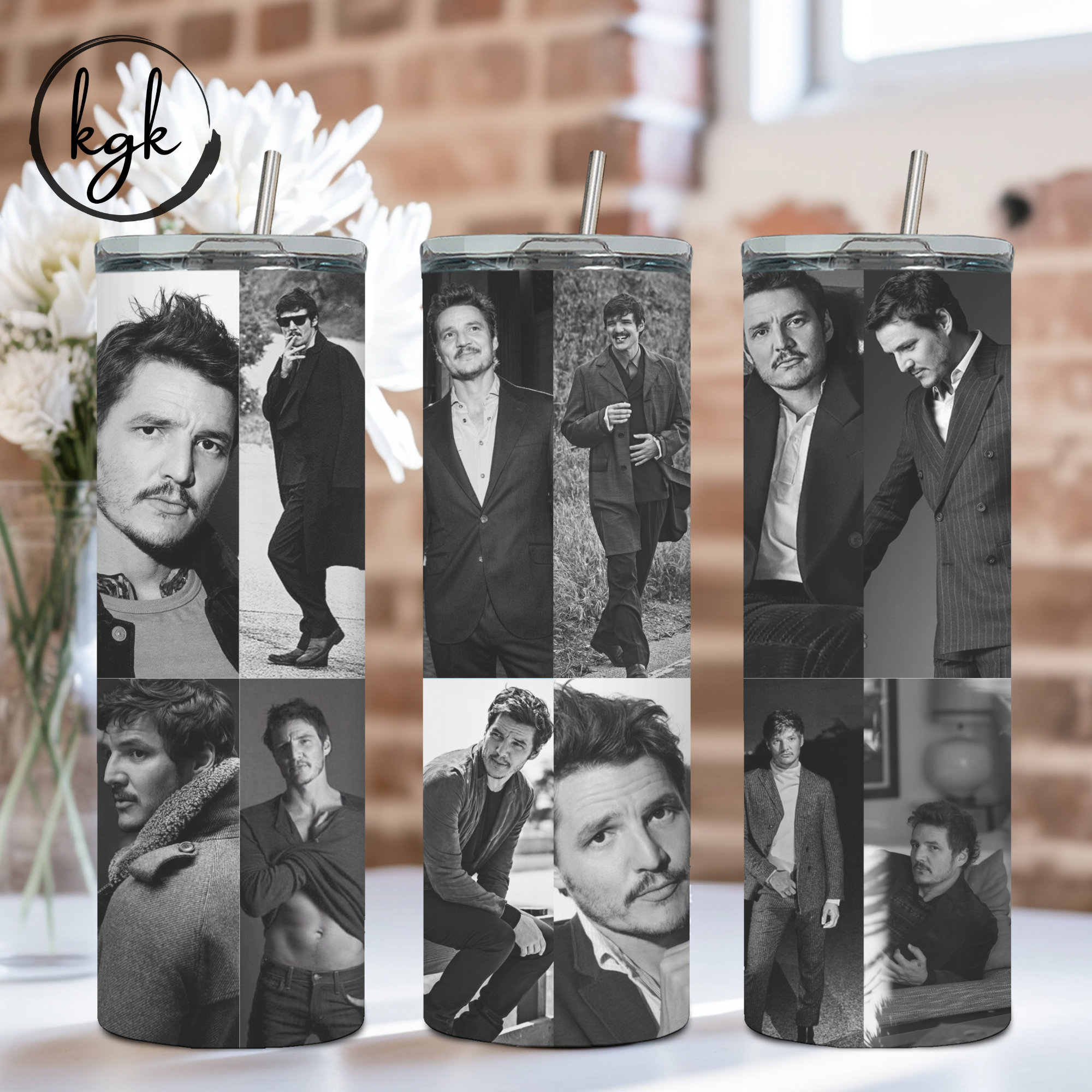 Pedro Pascal Black and White Photo Collage 20oz Tumbler Wrap PNG - Etsy