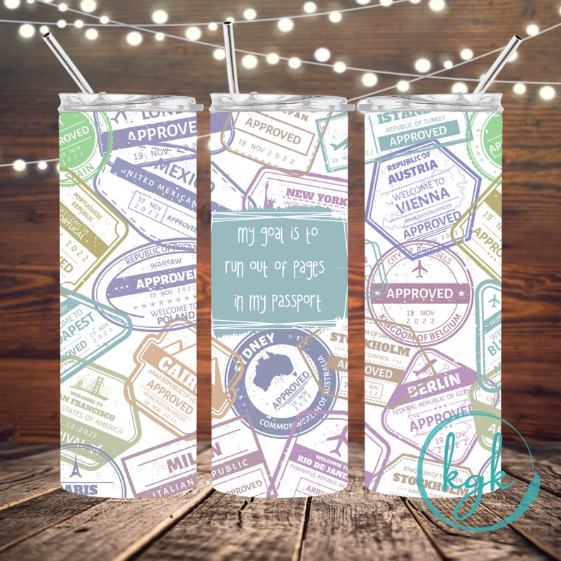 20oz Passport Tumbler Wrap PNG - Etsy