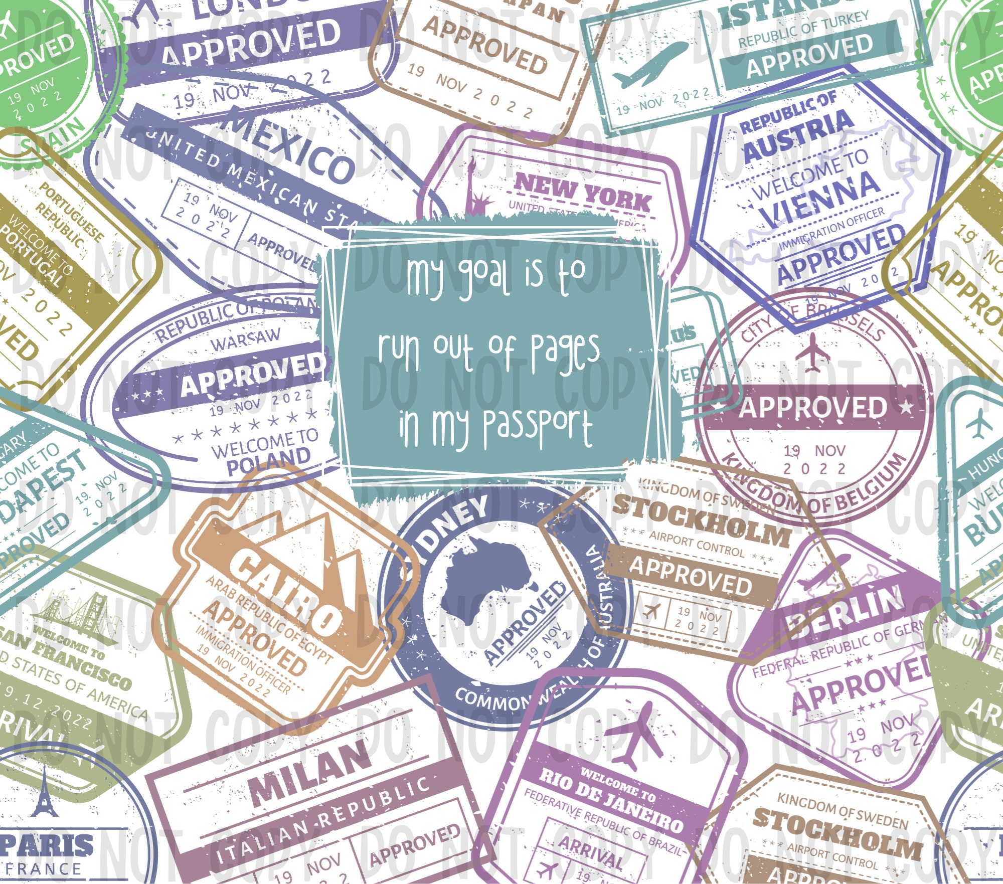 20oz Passport Tumbler Wrap PNG - Etsy