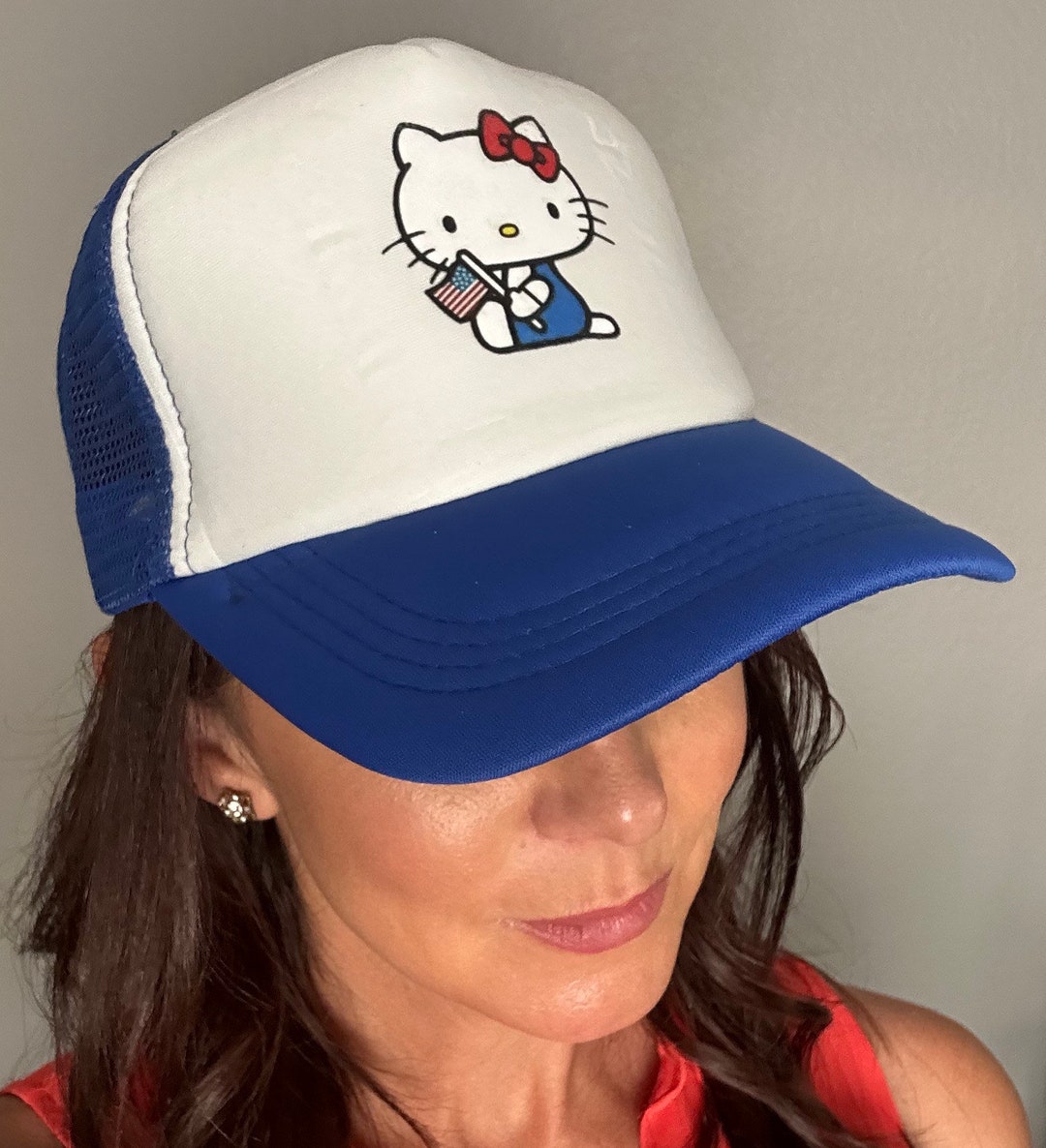 Hello Kitty USA Patriotic Trucker Hat in Kids and Adult - Etsy