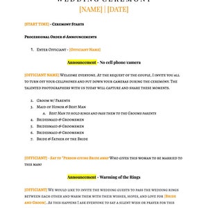 Wedding Ceremony Script Non-religious - Etsy
