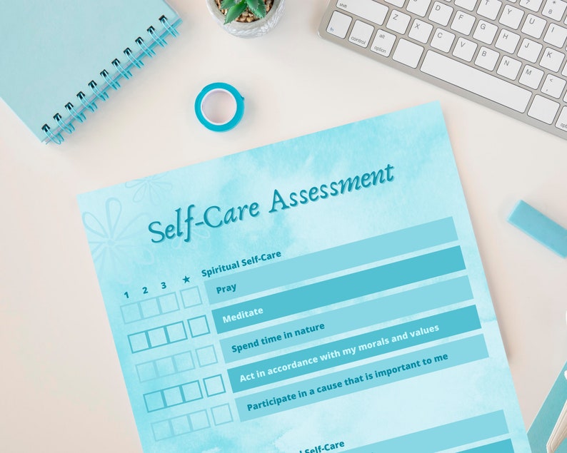 Green Watercolor Self Care Assessment Planner A4 Document, Printable ...