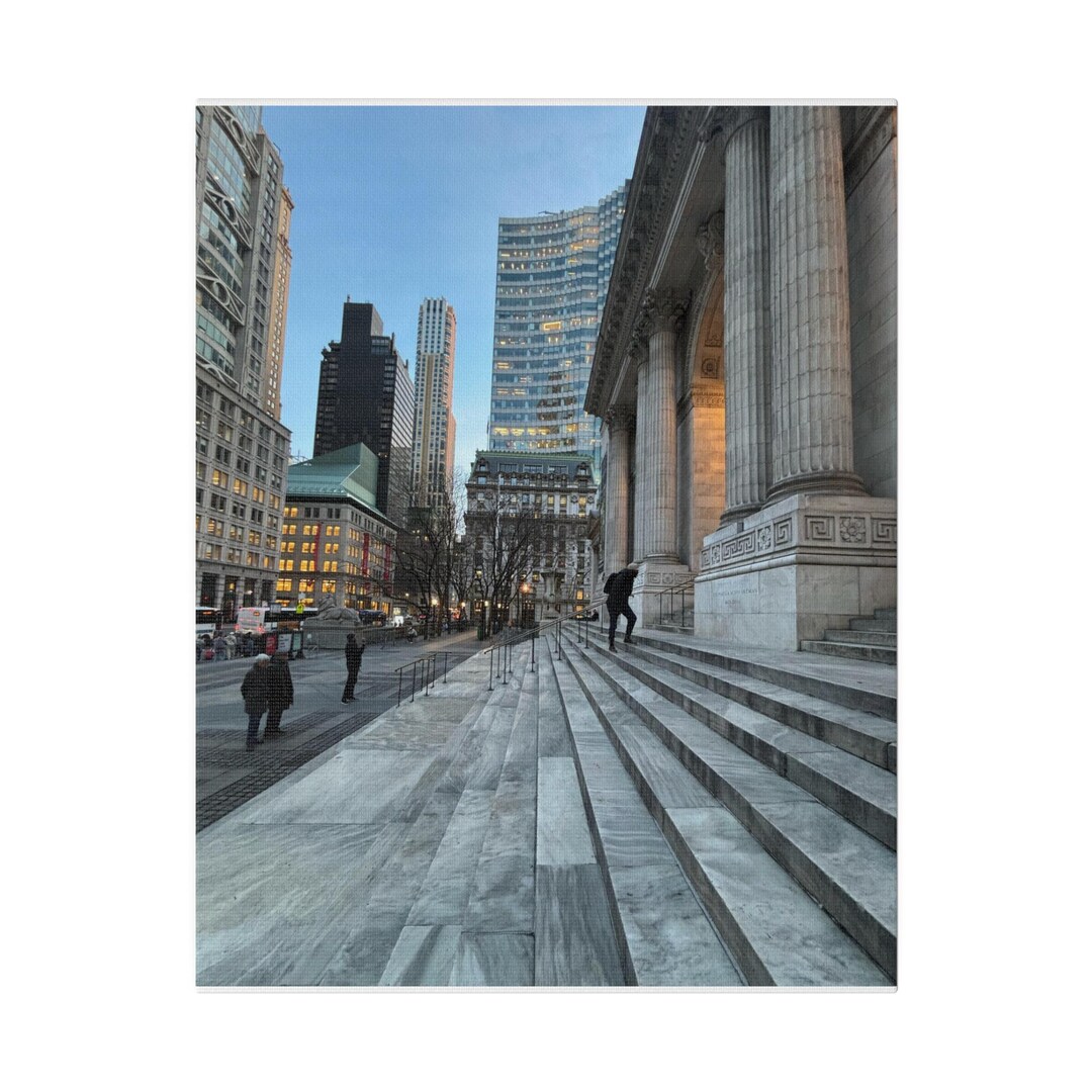 New York Public Library at Sunset. Stretched Matte Canvas, 0.75. Nice ...