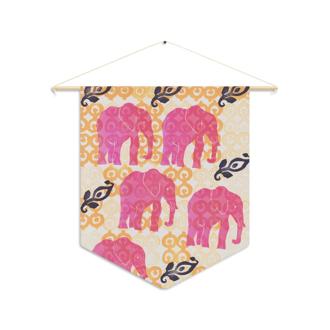 Elephant Banner With Dowel for Instant Decor. Pink Elephants Parade ...