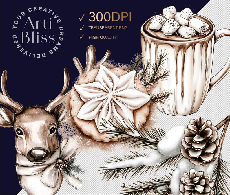 Cozy Christmas Clipart Frames, Watercolor Christmas Ornaments Clipart ...