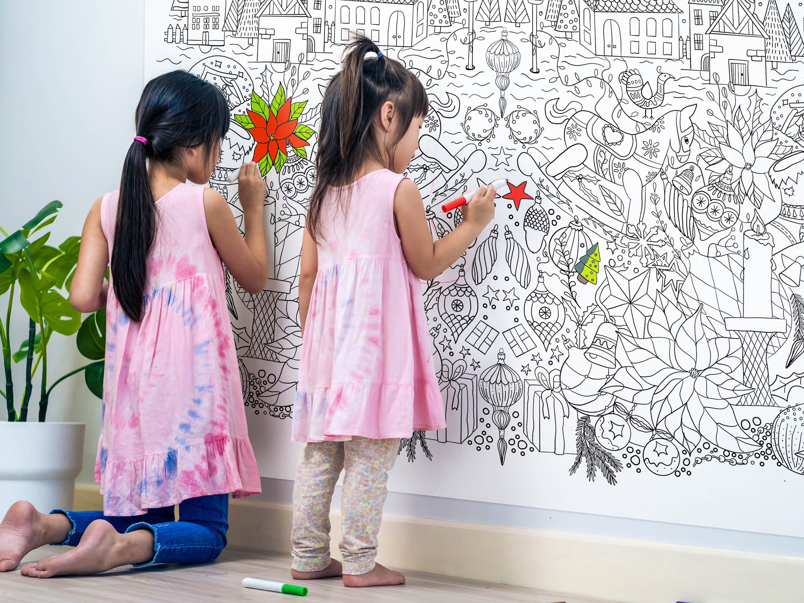 Giant Christmas Coloring Poster Holiday Printables Black and White ...