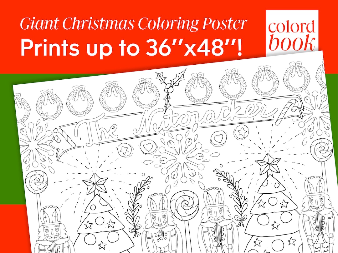 Giant Christmas Coloring Poster Holiday Printables Black - Etsy