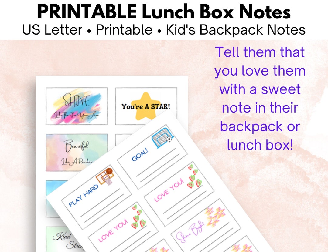 Back-to-school FUN Printable Notes for Backpacks & Lunch Boxes INSTANT ...