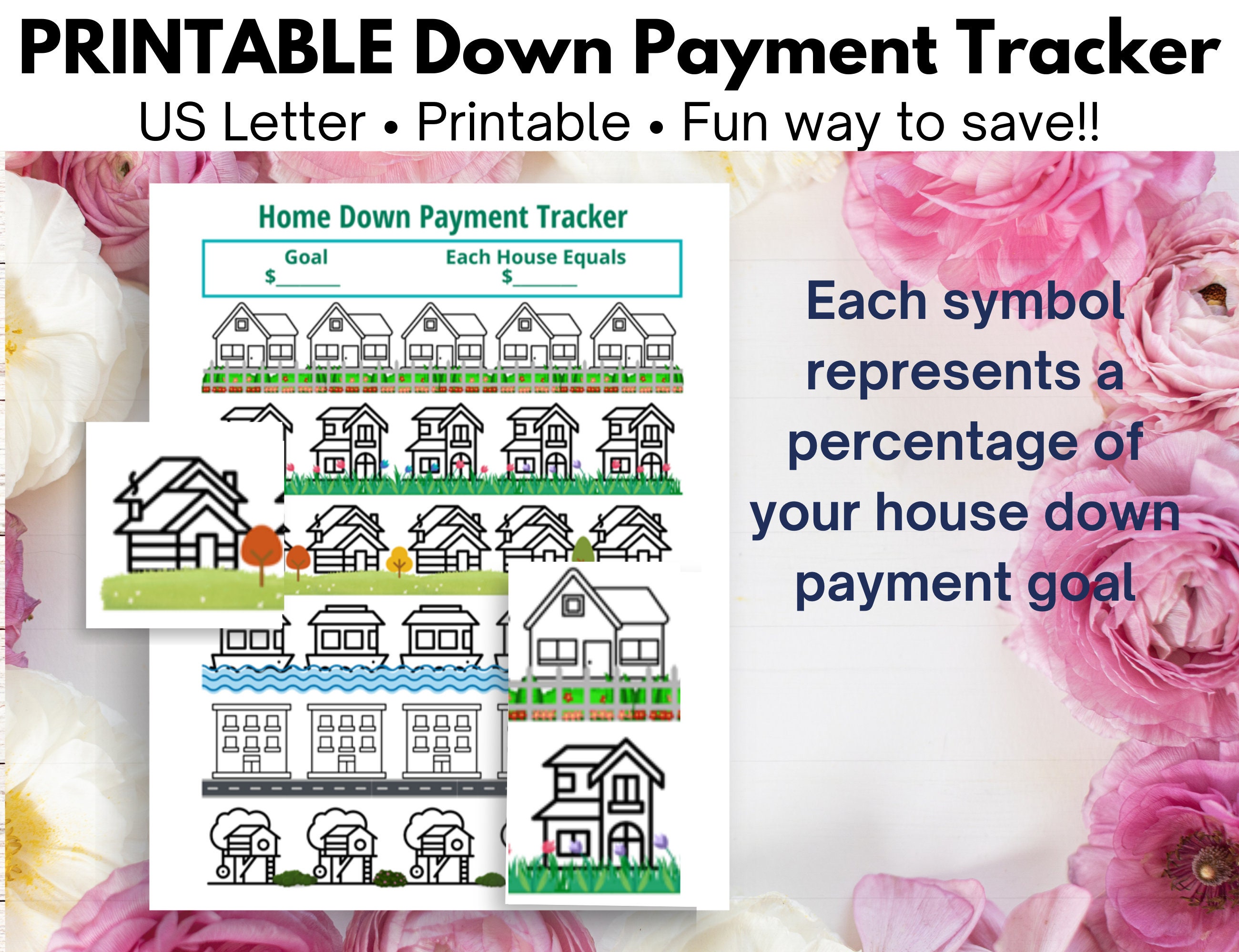 PRINTABLE Home Down Payment Tracker! Home Buying Savings Chart! Instant ...