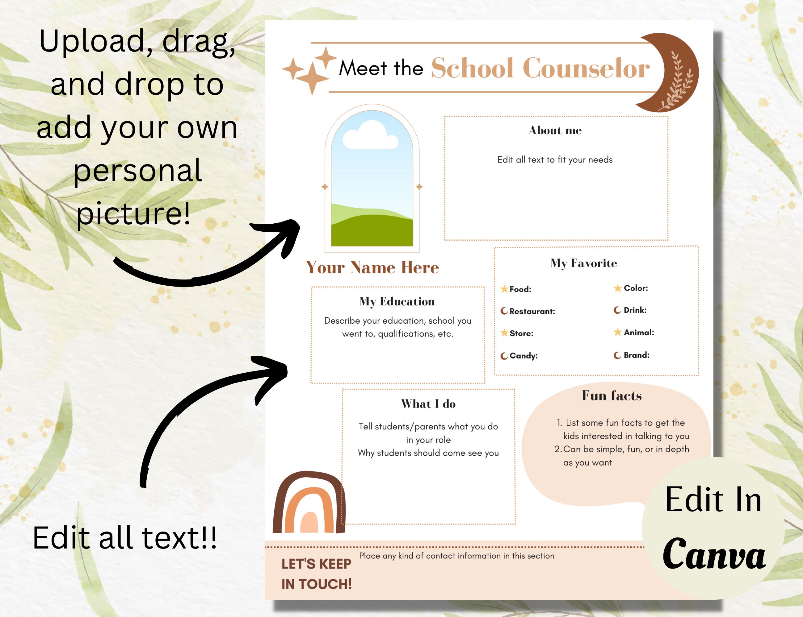 Editable Meet the School Counselor Meet the Teacher Canva - Etsy Australia