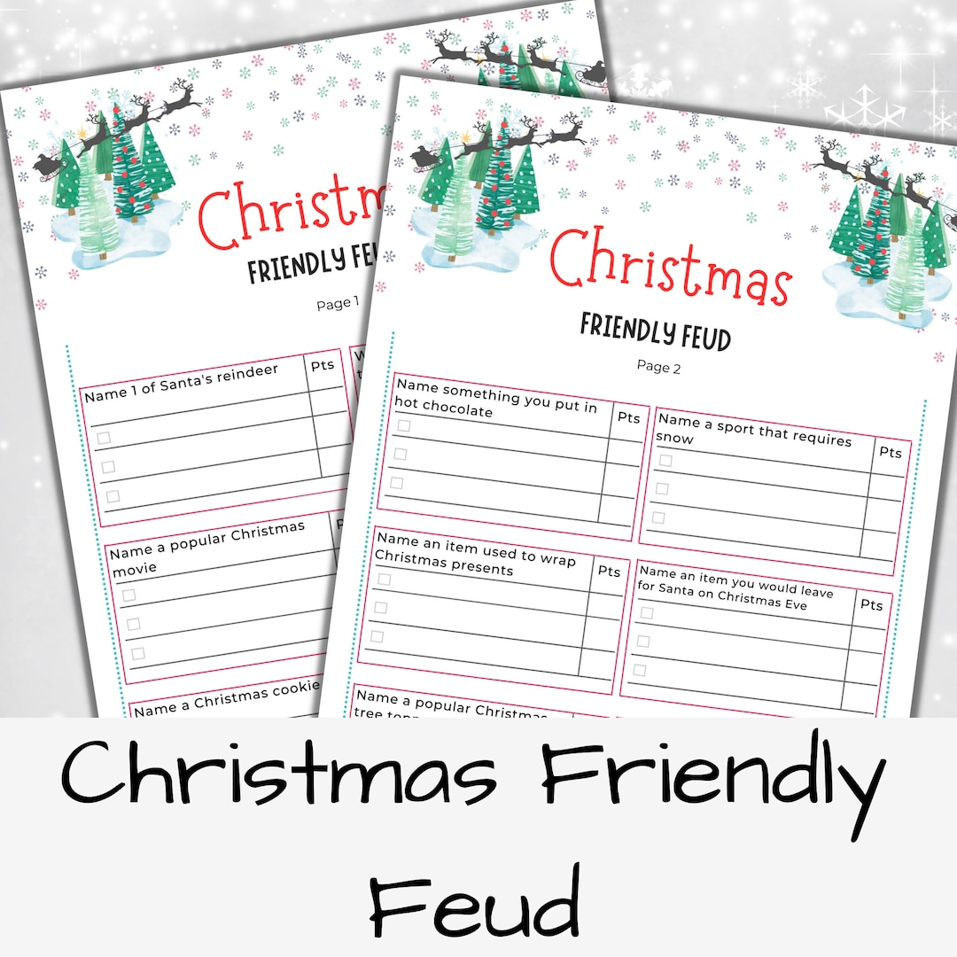 Printable Christmas Feud, Friendly Feud, 5x7, Holiday Group Game ...