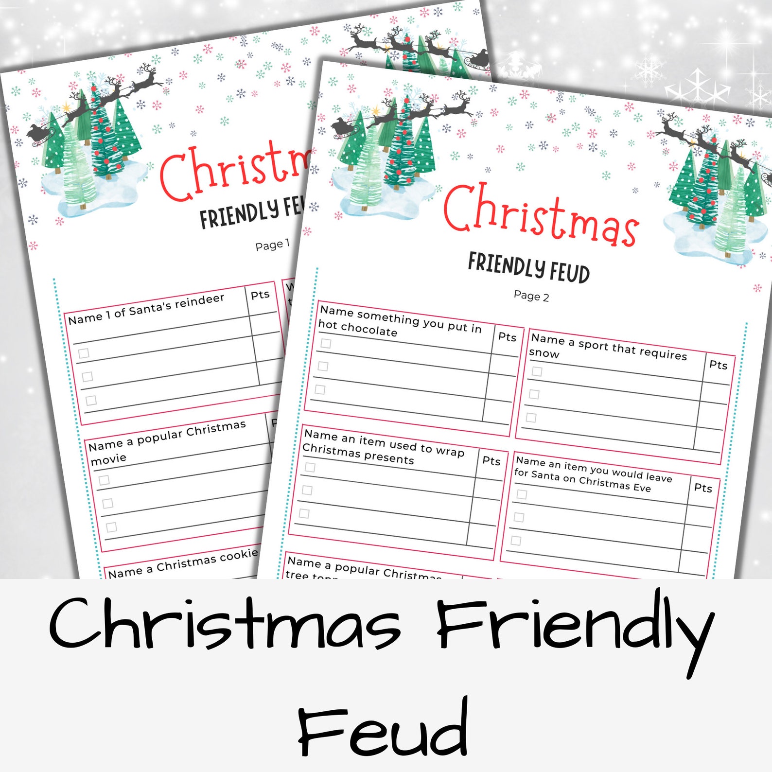 Printable Christmas Feud, Friendly Feud, 5x7, Holiday Group Game ...