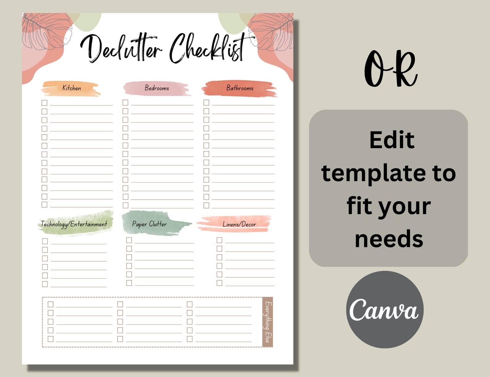 Printable Home Declutter Checklist - Etsy