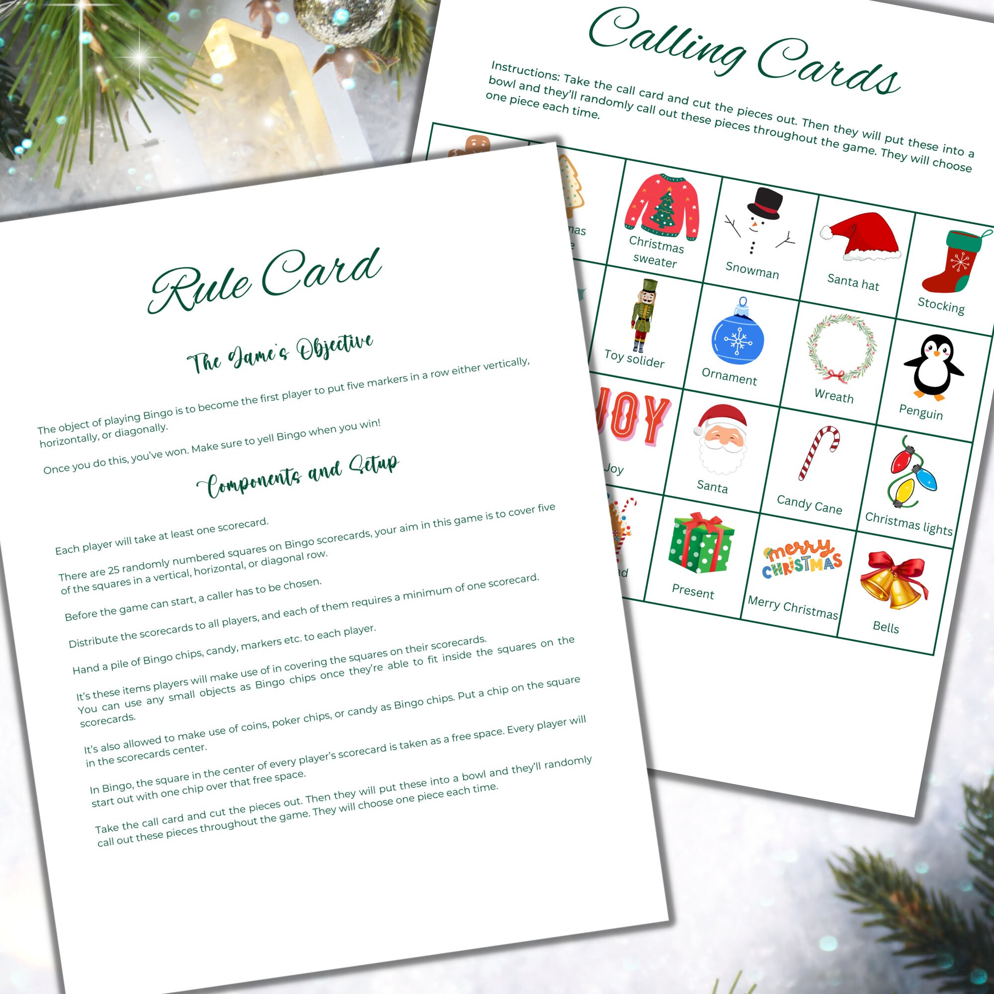 Printable Christmas Bingo, Holiday Bingo, Kids Christmas Activity ...
