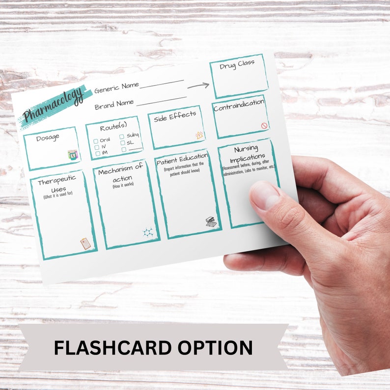 Printable Nursing Flashcards, Pharmacology Study Template, Nursing ...