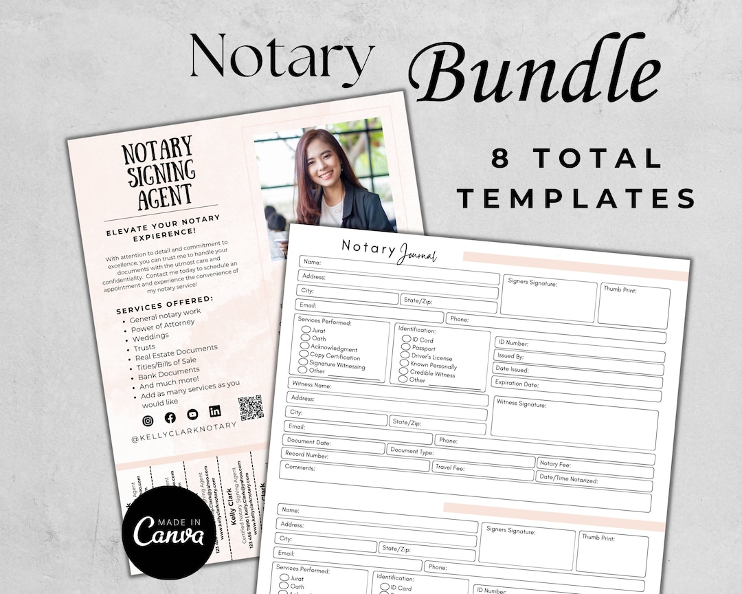 Notary Bundle | Notary Signing Agent | Notary Journal | Public Notary ...