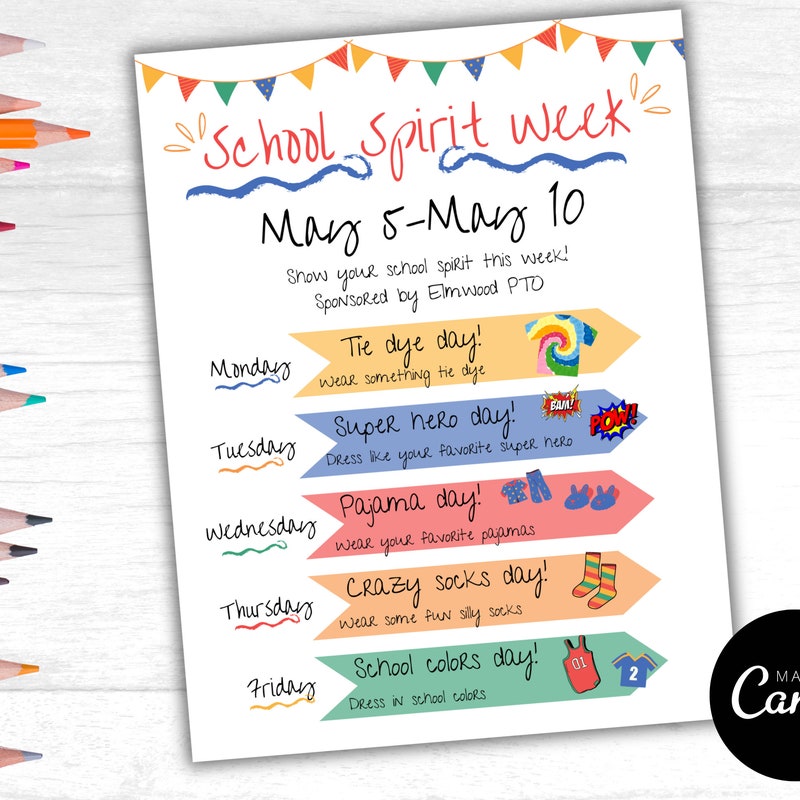 Spirit Week Template - Etsy