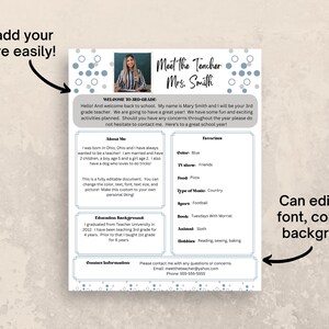 Editable Meet the Teacher Template, Canva Template, All About Me ...