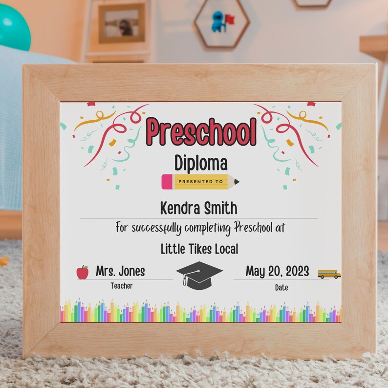 Editable Preschool Diploma, Preschool Certificate, Preschool Graduation ...
