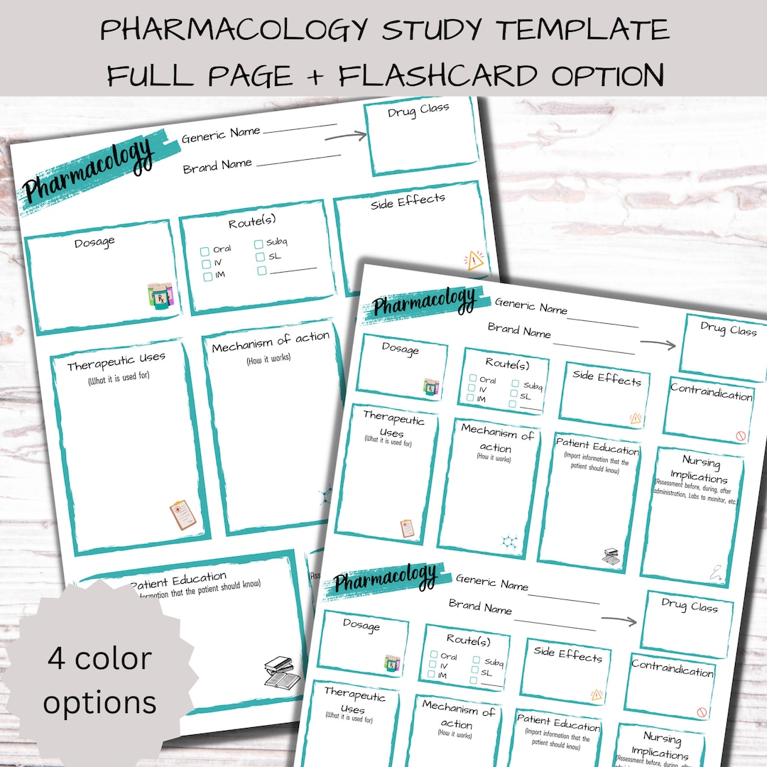 Pharmacology Study Template, Nursing Notes, Student Nurse Study Guide ...