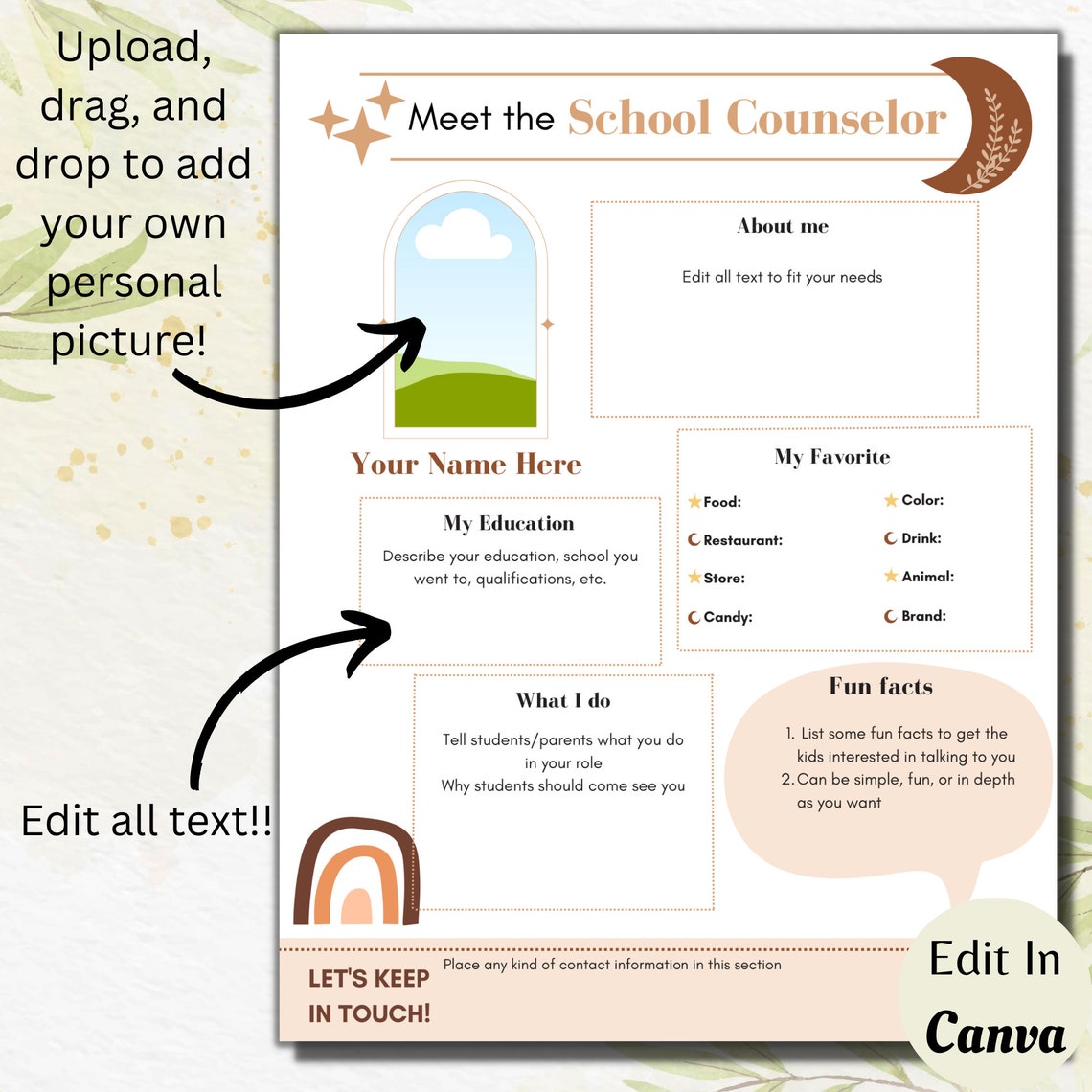 Editable Meet the School Counselor, Meet the Teacher, Canva Template ...