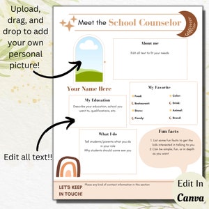 Editable Meet the School Counselor, Meet the Teacher, Canva Template ...