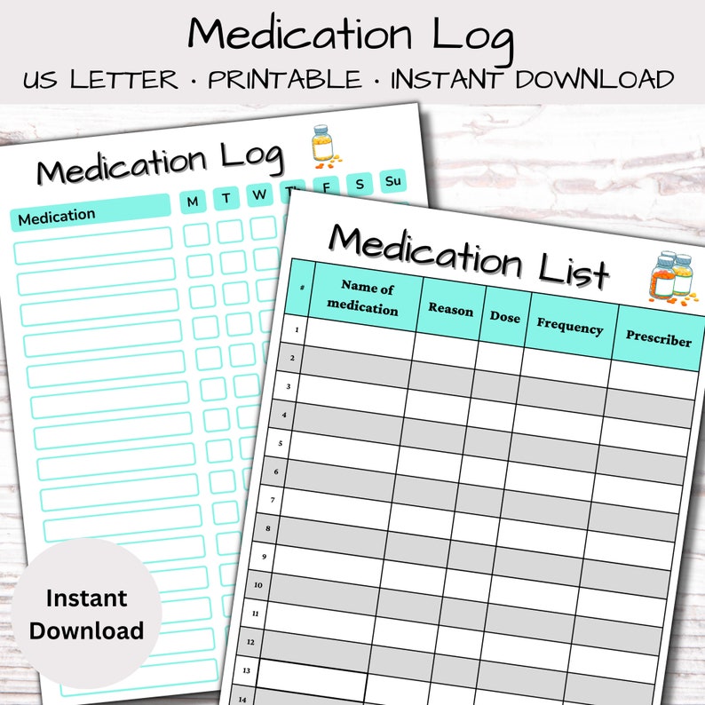 Medication Tracker, Medication Log, Medication Chart, Medication List ...