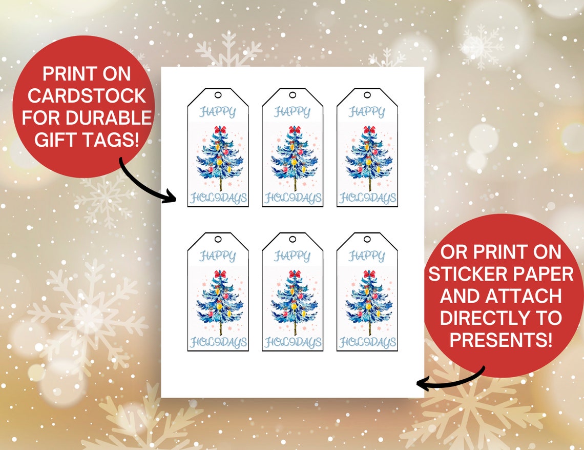Christmas Printable Gift Tags; Blank Gift Tag; Merry and Bright ...