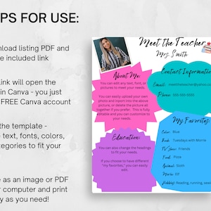 Editable Meet the Teacher Template, Canva Template, All About Me ...