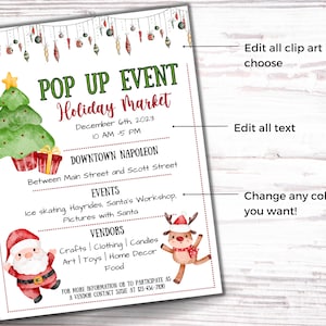 Editable Pop up Shop Flyer, Holiday Sip and Shop, Holiday Market Flyer ...