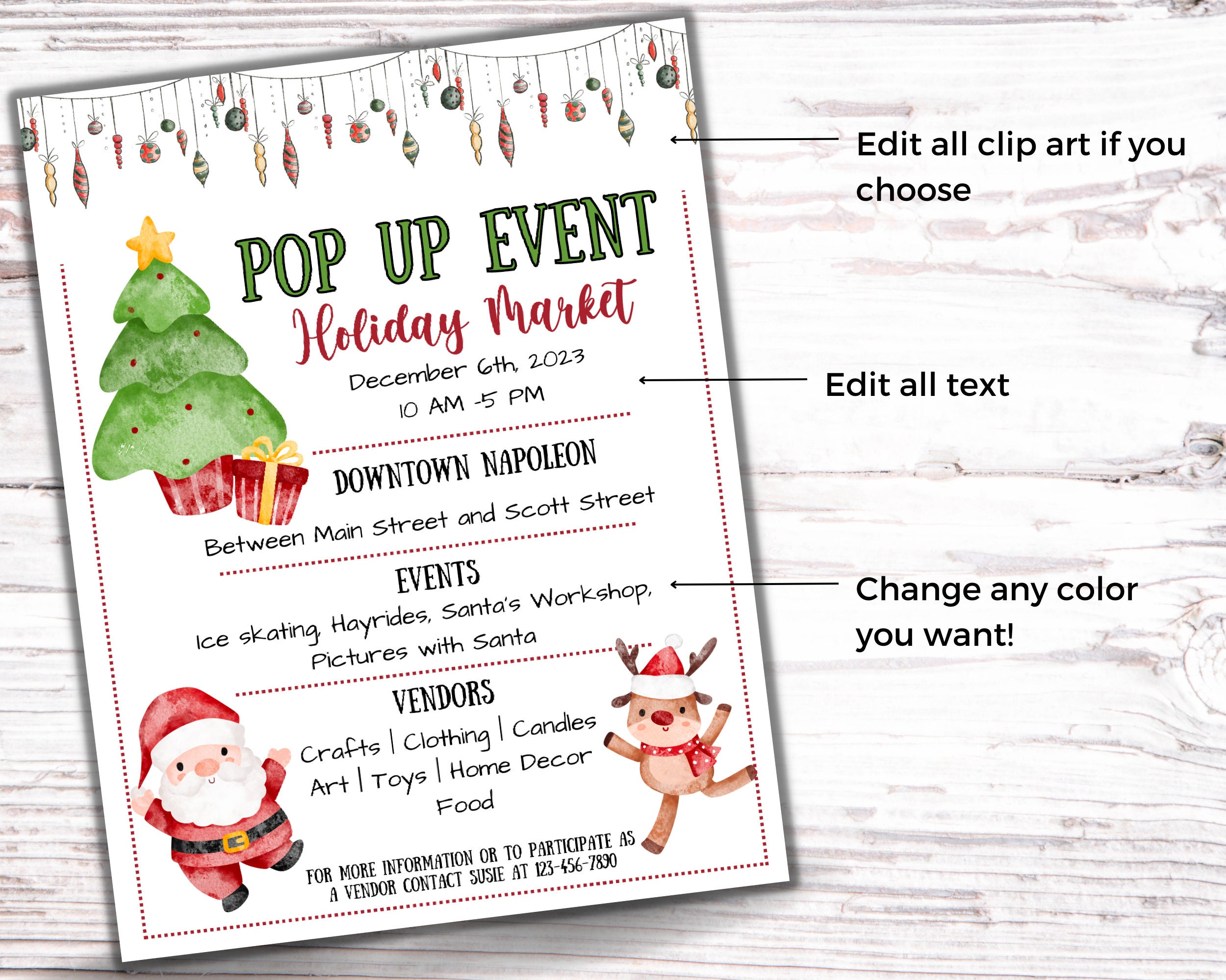 Editable Pop up Shop Flyer, Holiday Sip and Shop, Holiday Market Flyer ...