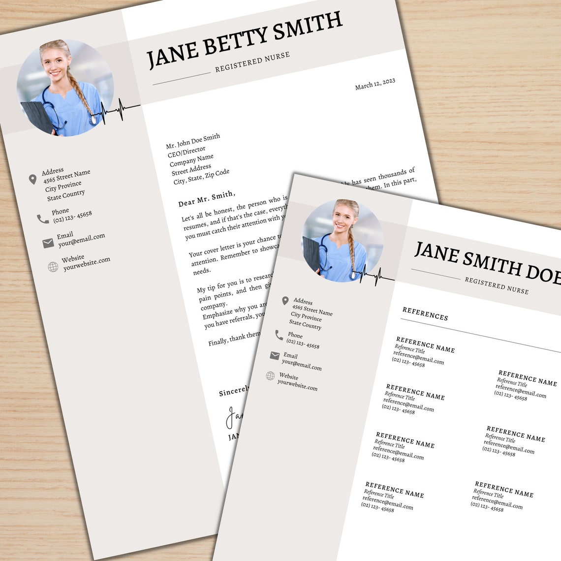 Editable Nurse | Medical Resume Template Cover Letter | Nurse CV ...